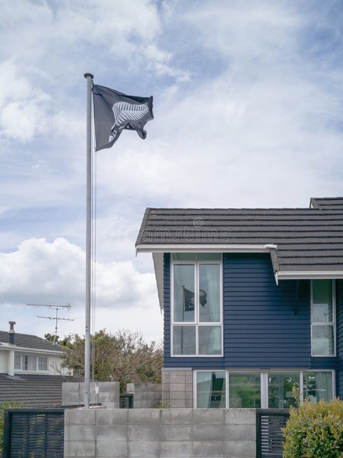 Suburban House with All Blacks Flag in Howick Editorial Photography ...