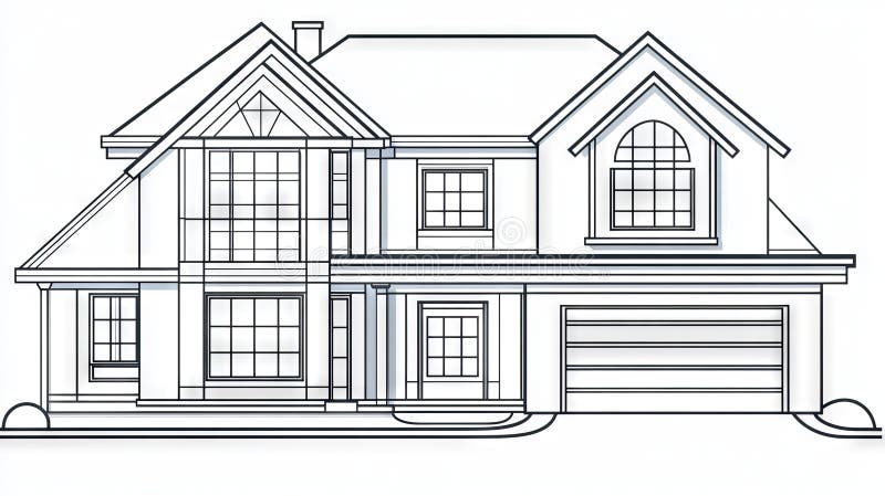 Suburban House Blueprint with Trees, a Driveway, and Home Design ...
