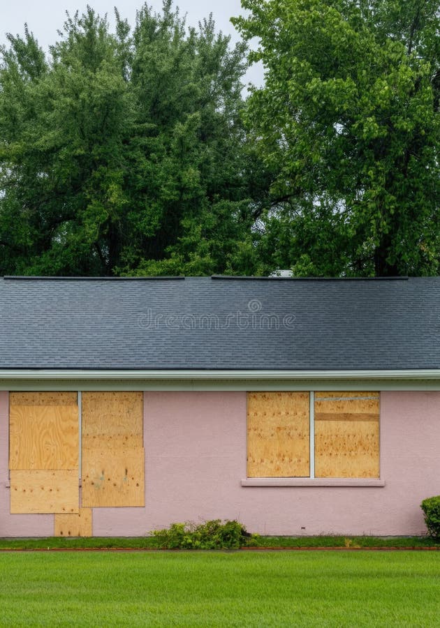 Suburban House Boarded Up Amid Safety Concerns Stock Image - Image of ...