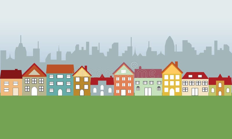 Suburban houses and city stock vector. Illustration of vector - 13283412