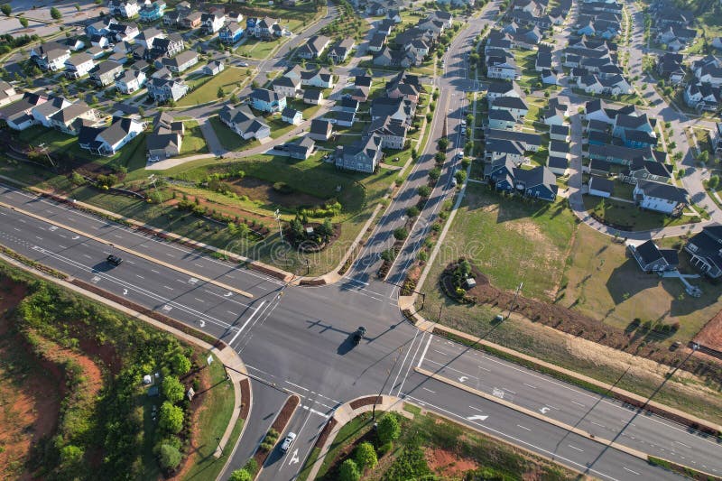 Suburban Intersection in Riverwalk Development in Rock Hill Stock Image ...