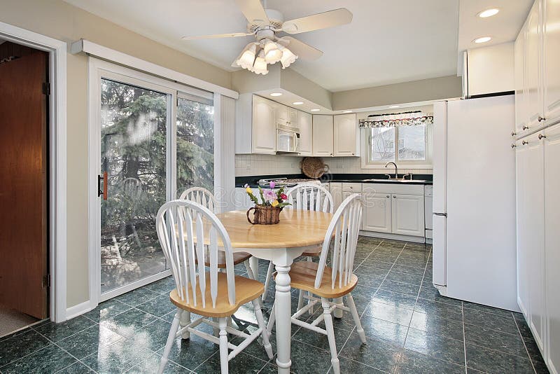 Suburban Kitchen with Eating Area Stock Image - Image of decor, floor ...