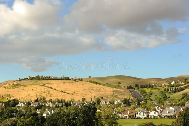 Suburban landscape stock image. Image of hilly, cloudscape - 14847305