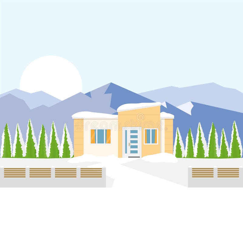 Suburban Modern Cottage House Mountain Landscape Stock Vector ...