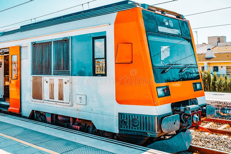 Suburban Railway Train at the Railways Stantion Stock Photo - Image of ...
