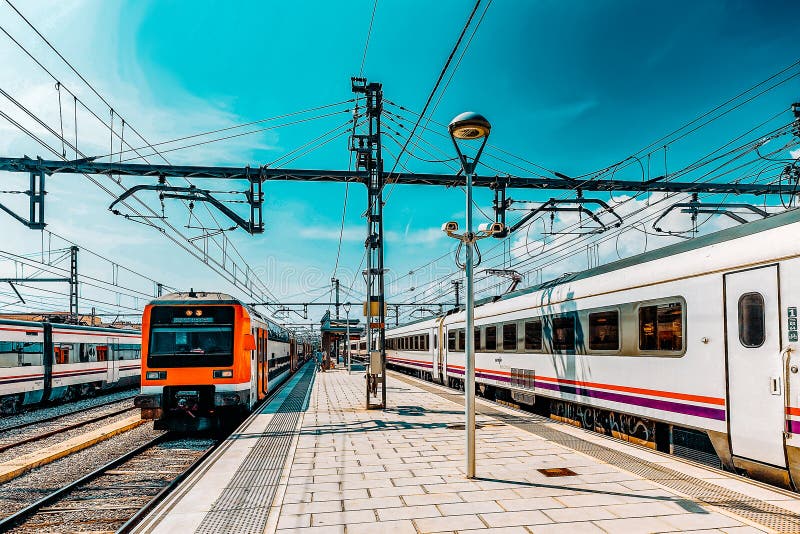 Suburban Railway Train at the Railways Stantion Stock Photo - Image of ...