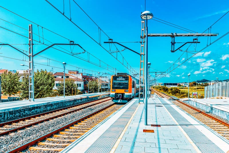 Suburban Railway Train at the Railways Stantion Stock Photo - Image of ...