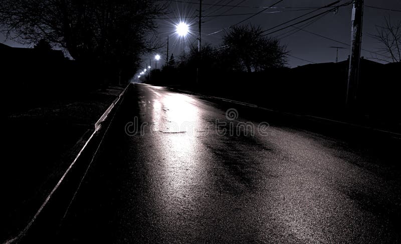 Suburban Rainy Street At Night Stock Images - Image: 8727204