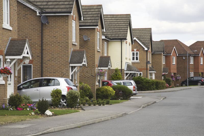 A Suburban Residential Street Stock Image - Image of housing, building ...