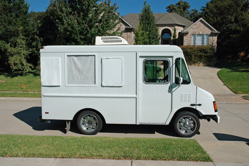 Mail Delivery Truck with Mailboxes in Background Stock Photo - Image of ...