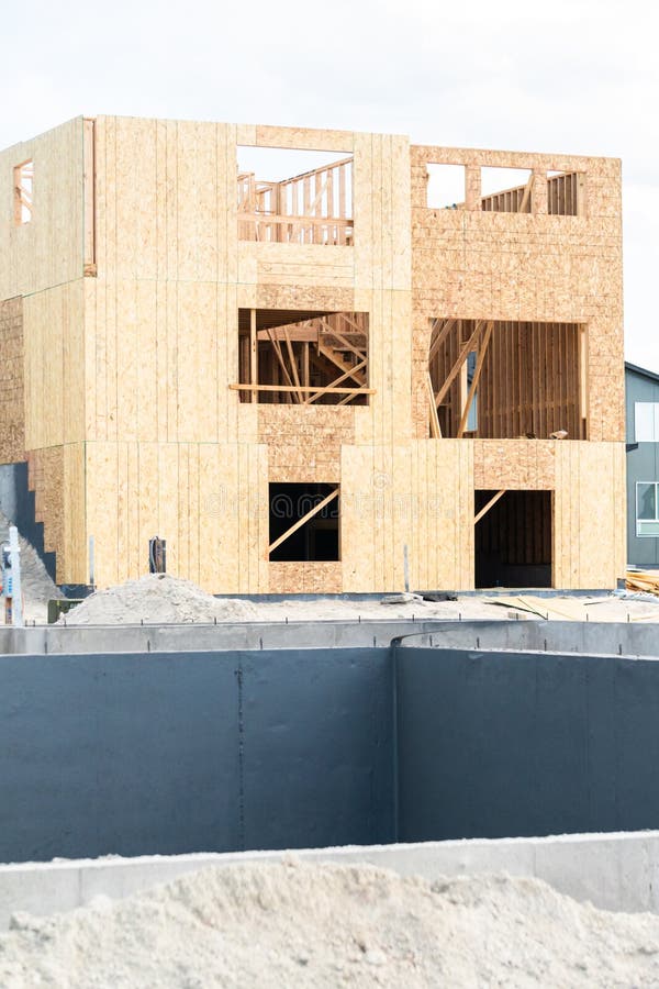 Suburban Single-Family House Construction: Foundation Stage Progress ...