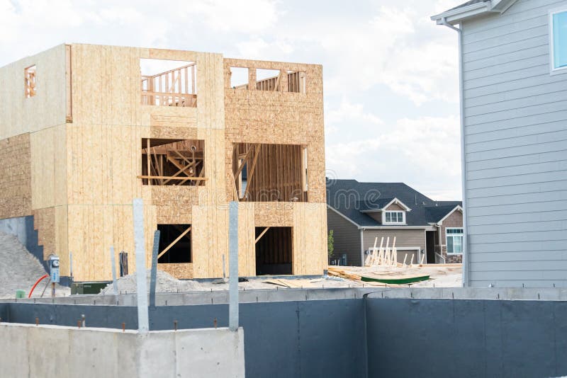 Suburban Single-Family House Construction: Foundation Stage Progress ...