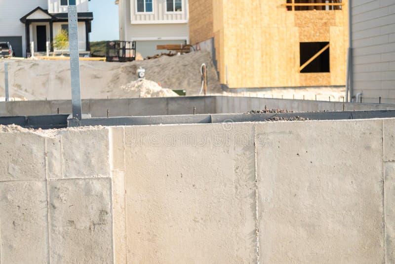 Suburban Single-Family House Construction: Foundation Stage Progress ...