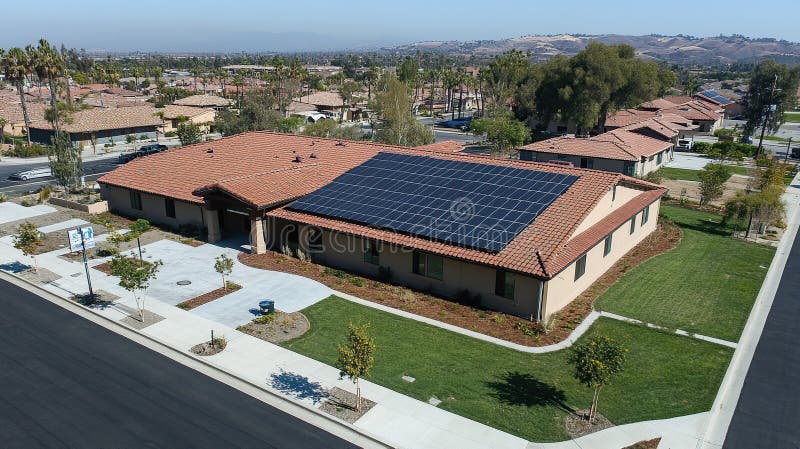 Suburban Solar Building Aerial View, Community Background Stock Image ...