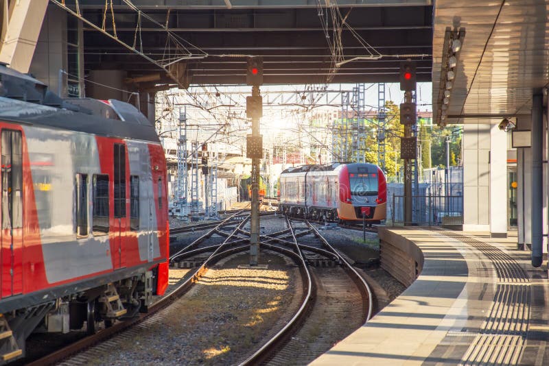 Suburban Speed Express Train Leaving the Station, Empty Platform ...