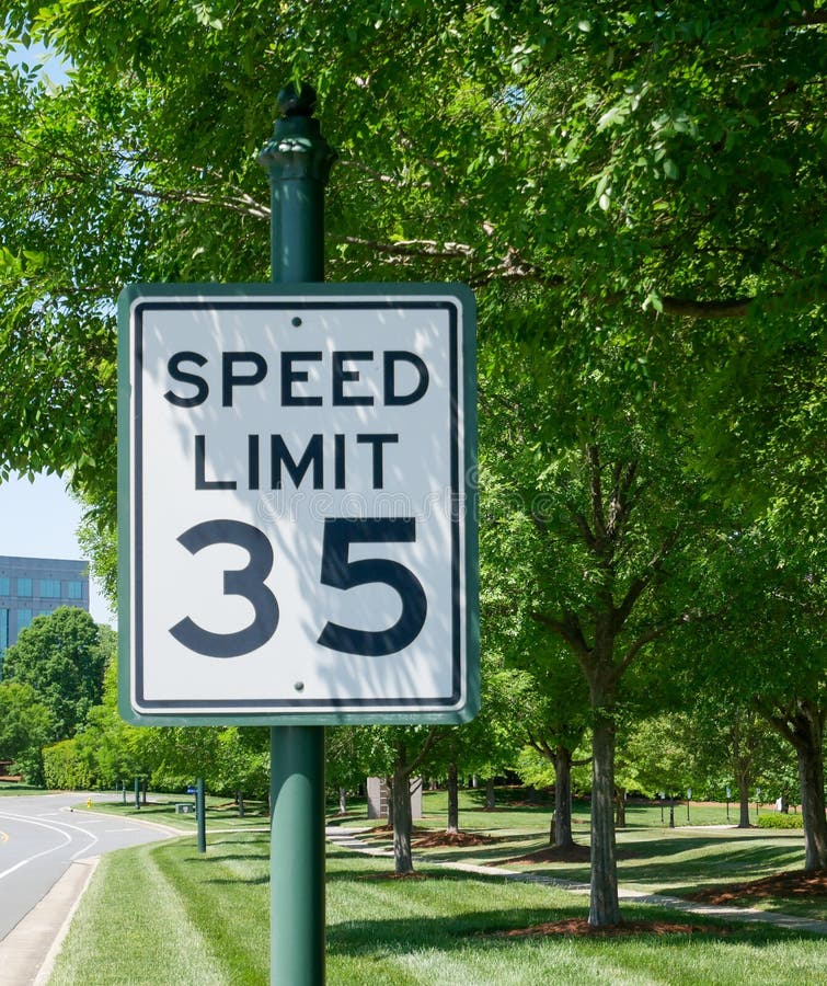 Suburban Speed Limit Sign, 35 Miles Per Hour& X28;mph& X29; Stock Photo ...