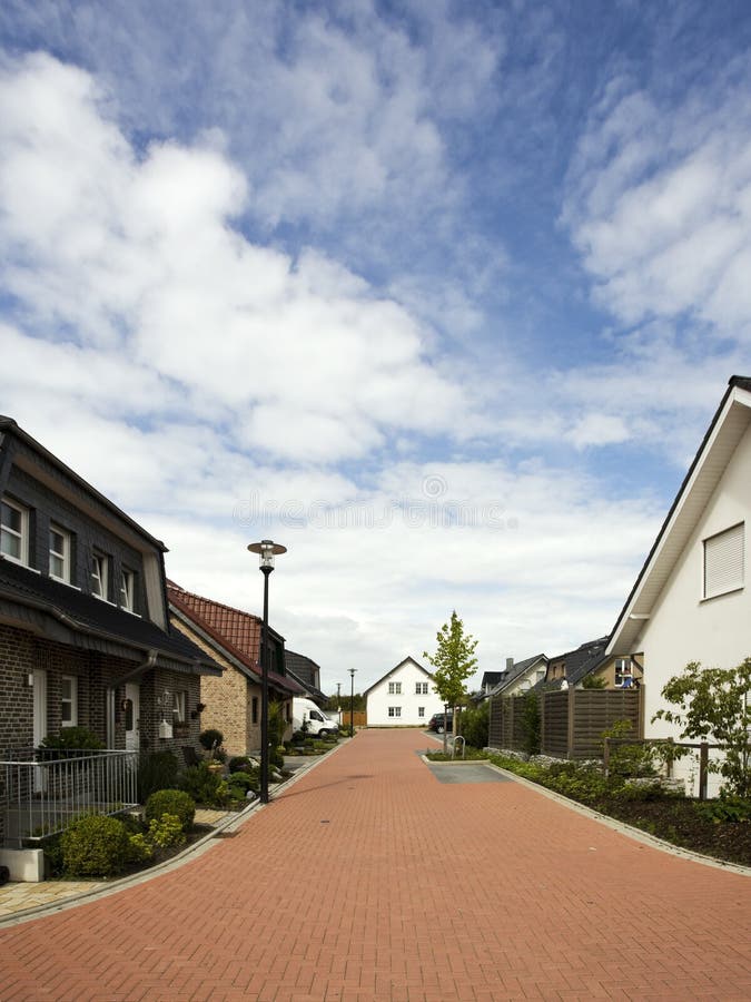 Suburban street in Germany stock photo. Image of houses - 10267258