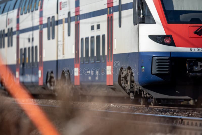 Suburban Train on a Hot Summer Day Going Fast Stock Image - Image of ...