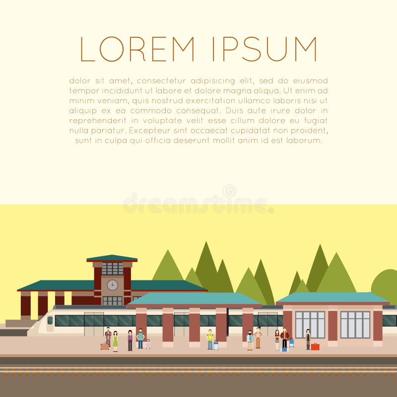 Suburban train station stock vector. Illustration of building - 66404327