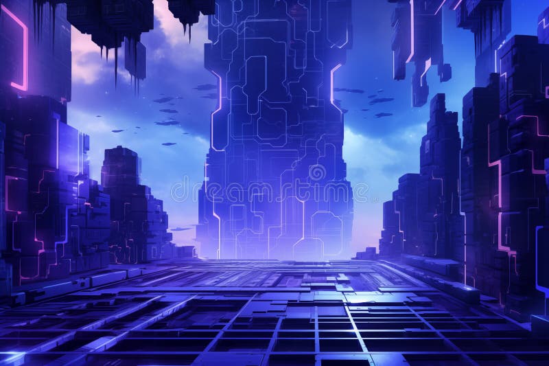 The Suburbs of Cyber City by Generative AI Stock Illustration ...