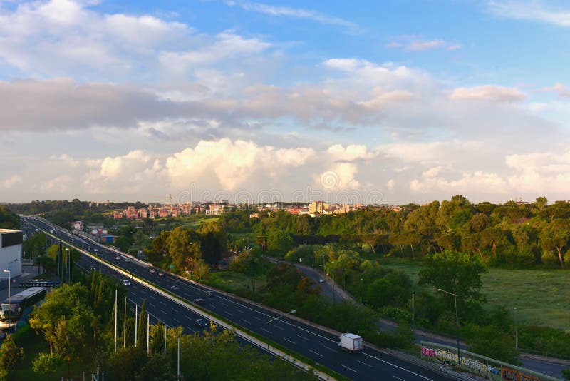 Suburbs of Rome city stock photo. Image of holidays, clouds - 73461910