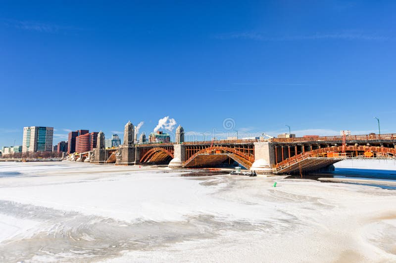 Subway Bridge and Cityscape of Boston, Massachusetts Stock Image ...