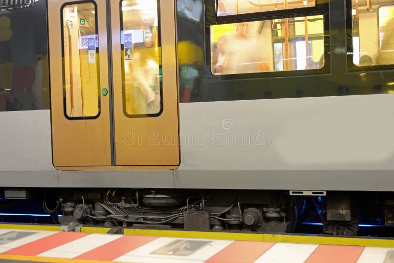 Subway Car with Sliding Doors Stopped in the Station Stop without ...