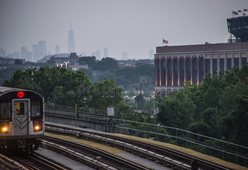 Subway in the city stock image. Image of flag, tower - 222805507