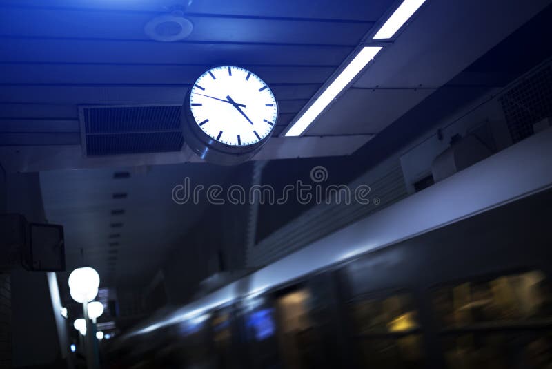 Subway Clock stock image. Image of metal, retro, roof - 81624521