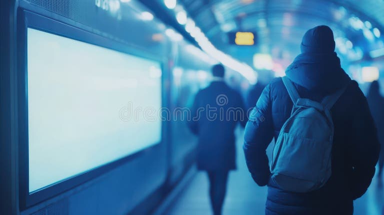 Subway Commute Cold Winter Night in the Underground Stock Image - Image ...