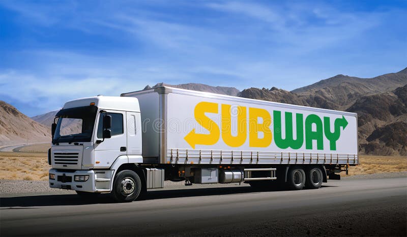 Subway Delivery Truck on Highway Stock Image - Image of subway ...
