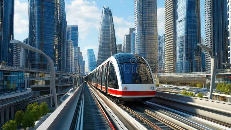 Subway Driving through a Modern City Created with Generative AI. Stock ...