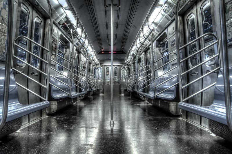 Interior of a subway train stock image. Image of underground - 1909929