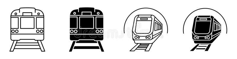 Subway Icons Versions Set in Black Flat and Line Style Stock Vector ...