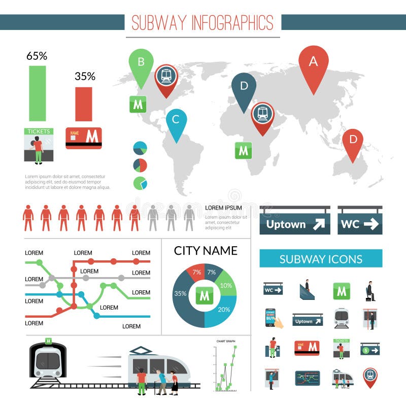 Subway Infographics Set stock vector. Illustration of infomation ...