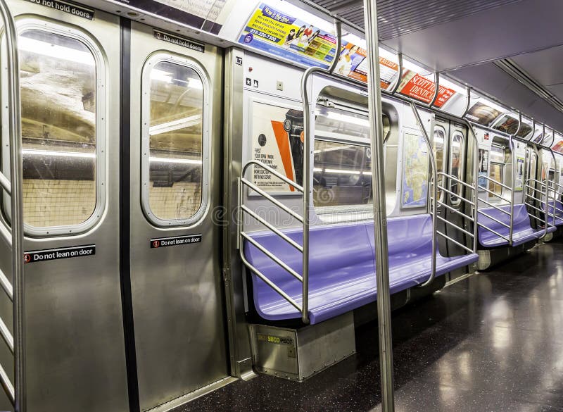 NYC: MTA Subway Car Interior Editorial Stock Photo - Image of west ...