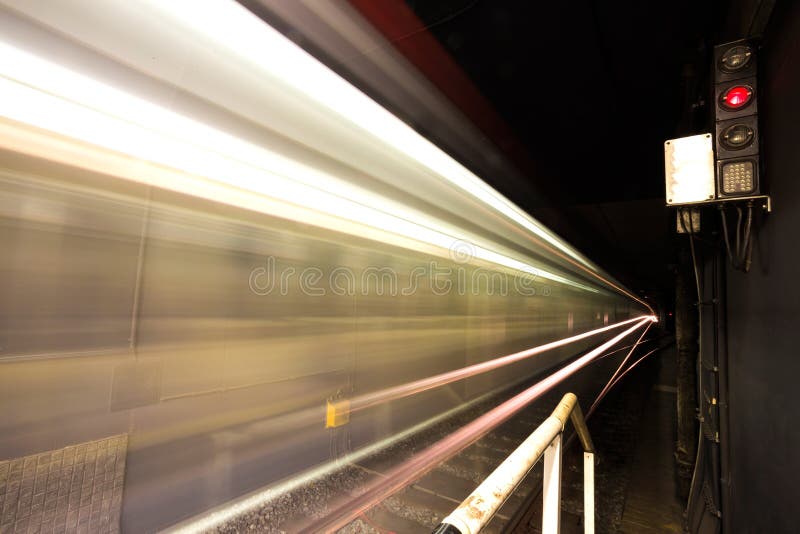 Old Subway Lights Fluorescents on Wall Ceiling and Signage Stock Image ...