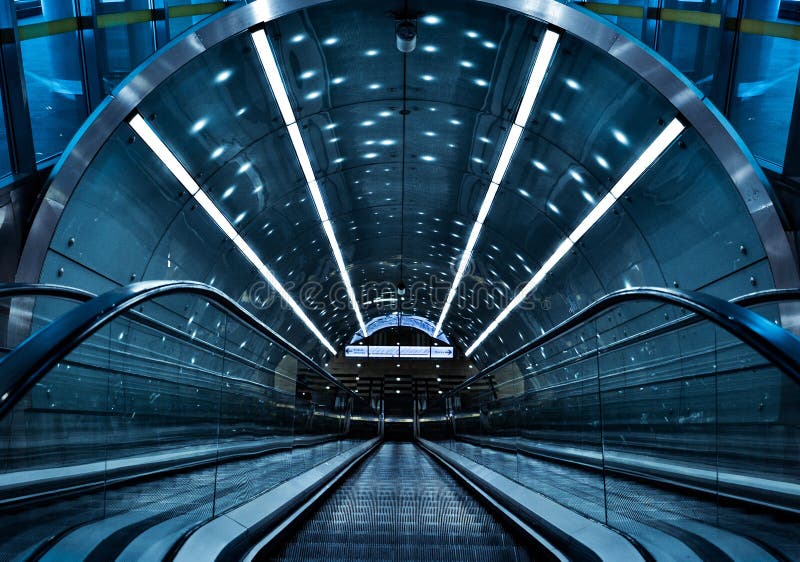 Subway lights, stairs stock image. Image of transport - 194921565