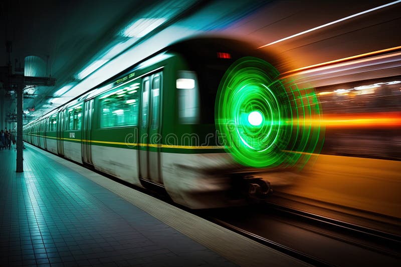 Subway Metro Station. Train in Fast Speed. Generative Ai Stock ...