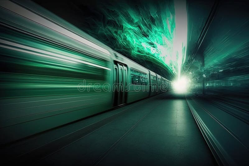 Subway Metro Station. Train in Fast Speed. Generative Ai Stock ...