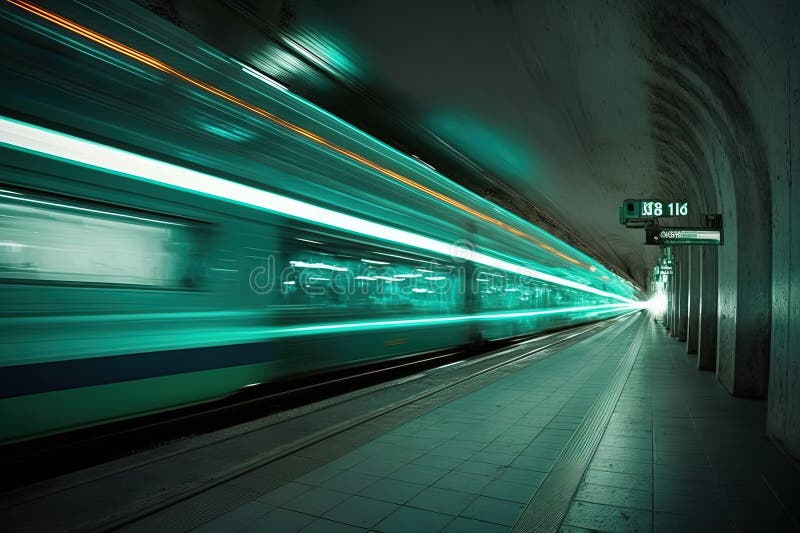 Subway Metro Station. Train in Fast Speed. Generative Ai Stock ...