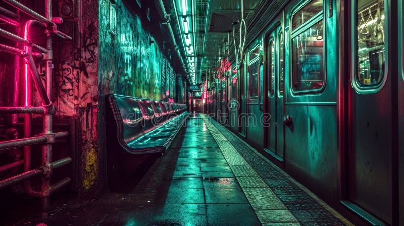 Subway Subway in Neon Colors Stock Illustration - Illustration of speed ...