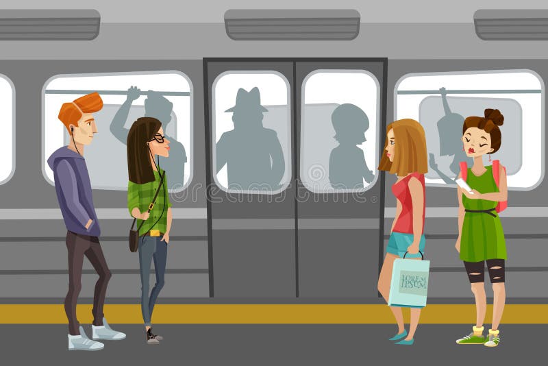 Subway Underground Cartoon Composition Stock Illustration ...
