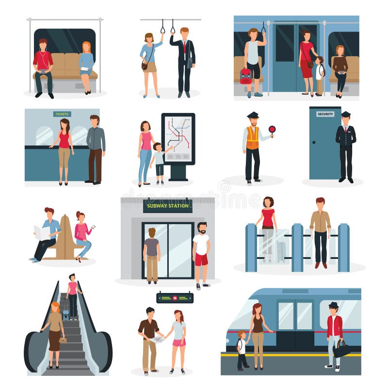 Subway People Banners stock vector. Illustration of holding - 210001346