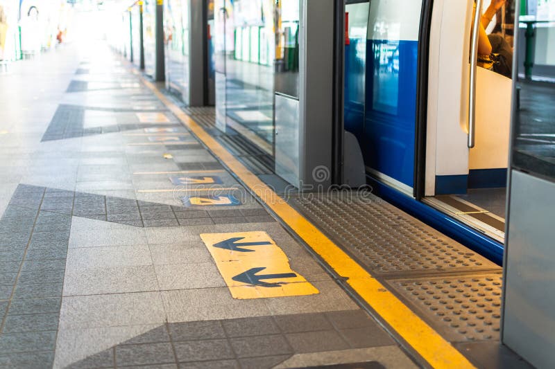 Subway Platform Arrow Sign Indicating Direction Entrance and Exit on ...