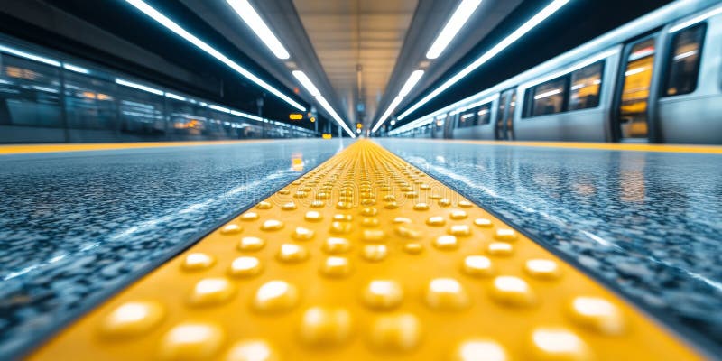 Subway Platform Perspective a Nighttime View with Train in Waiting and ...