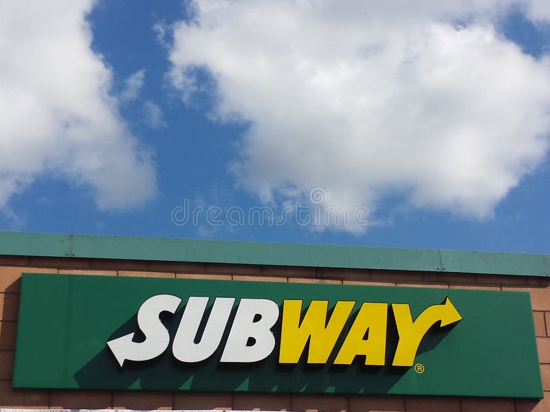 Subway restaurant sign editorial photo. Image of away - 43175431