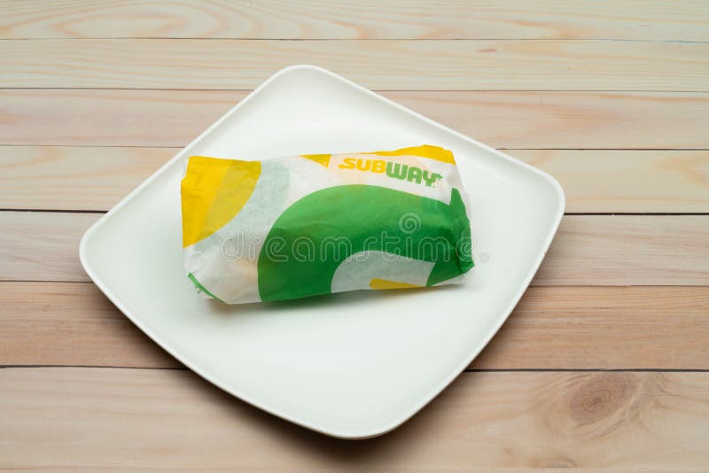 Subway Sandwich with Square and White Plate Editorial Image - Image of ...