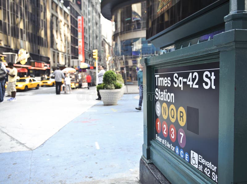 Subway Sign in Times Square Editorial Photo - Image of york, fare: 25963011