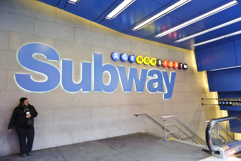 Subway Sign in Times Square Editorial Stock Photo - Image of square ...